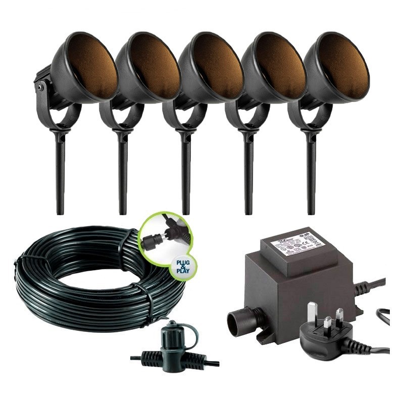 Techmar Raf 12V Plug & Play Garden Spot Light Bundle - 5 Light Kit